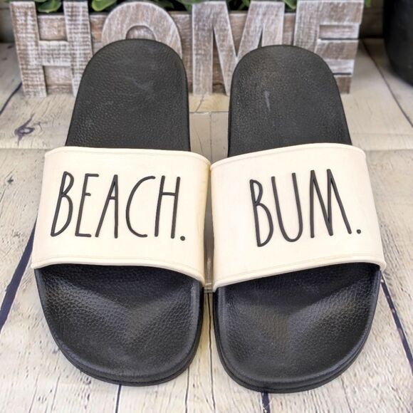 Rae Dunn | Shoes | Rae Dunn Beach Bum Slides Black White Summer Sandals ...